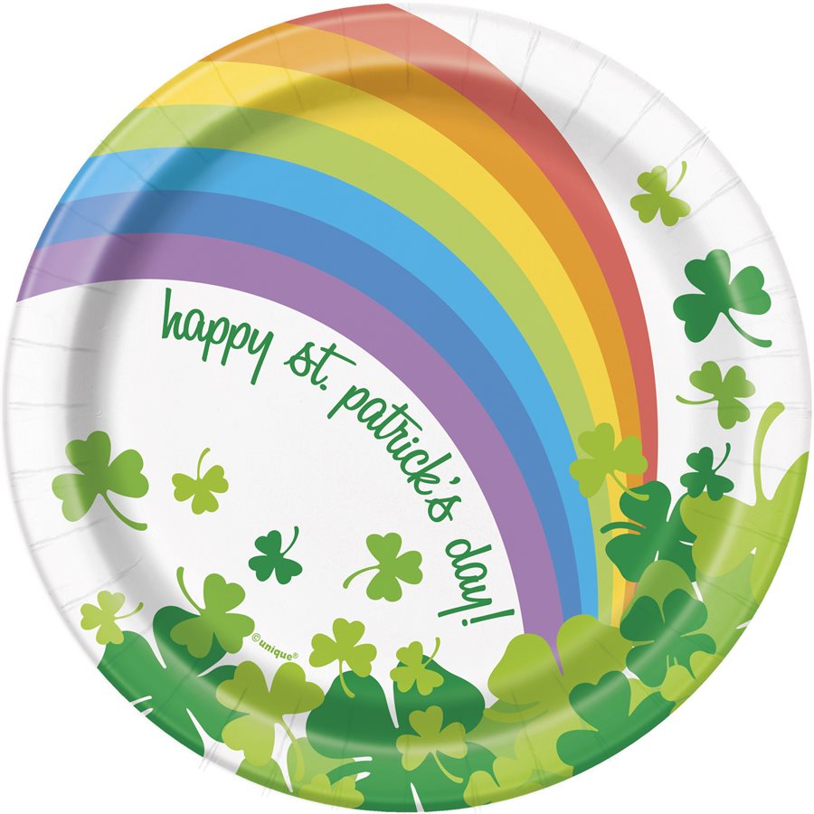 Rainbow Shamrock plates 7in 8pcs