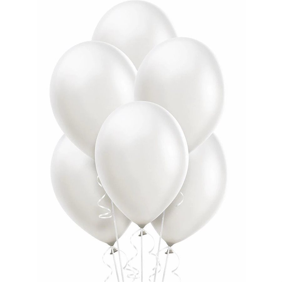 White pearlized latex balloons 12in 15pcs