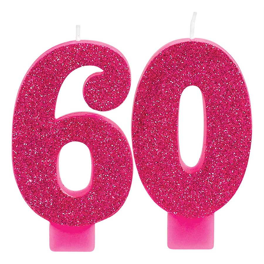 Chandelles 60 ans rose scintillant