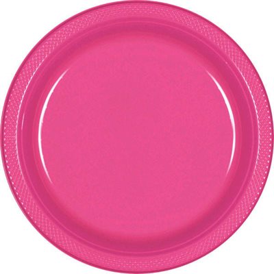 Hot pink plastic plates 10.25in 20pcs