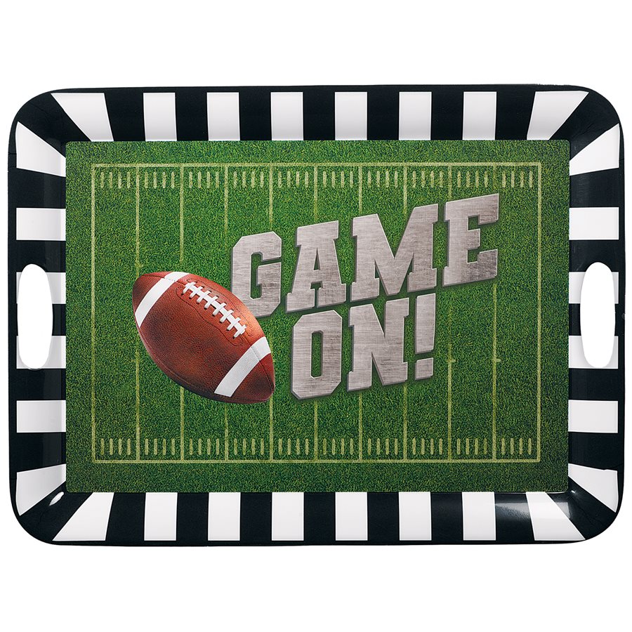 Football melamine serving tray 19.75x14.5in